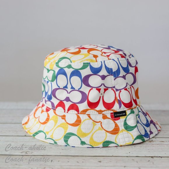 Coach | Accessories | Nwt Coach Cj73 Rainbow Signature Bucket Hat ...